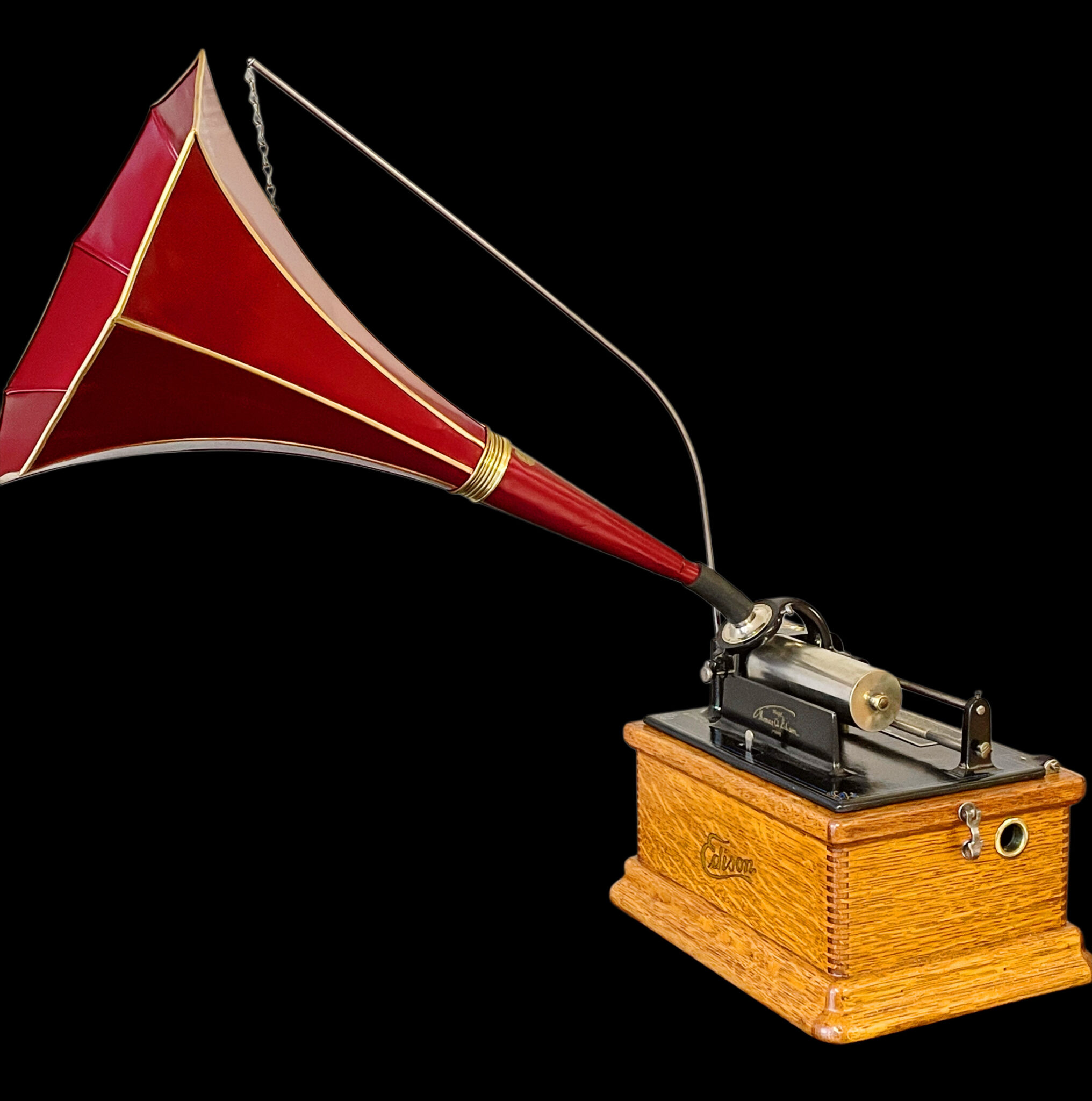 Edison Fireside Combination (A) Cylinder Phonograph w/ Maroon Edison ...