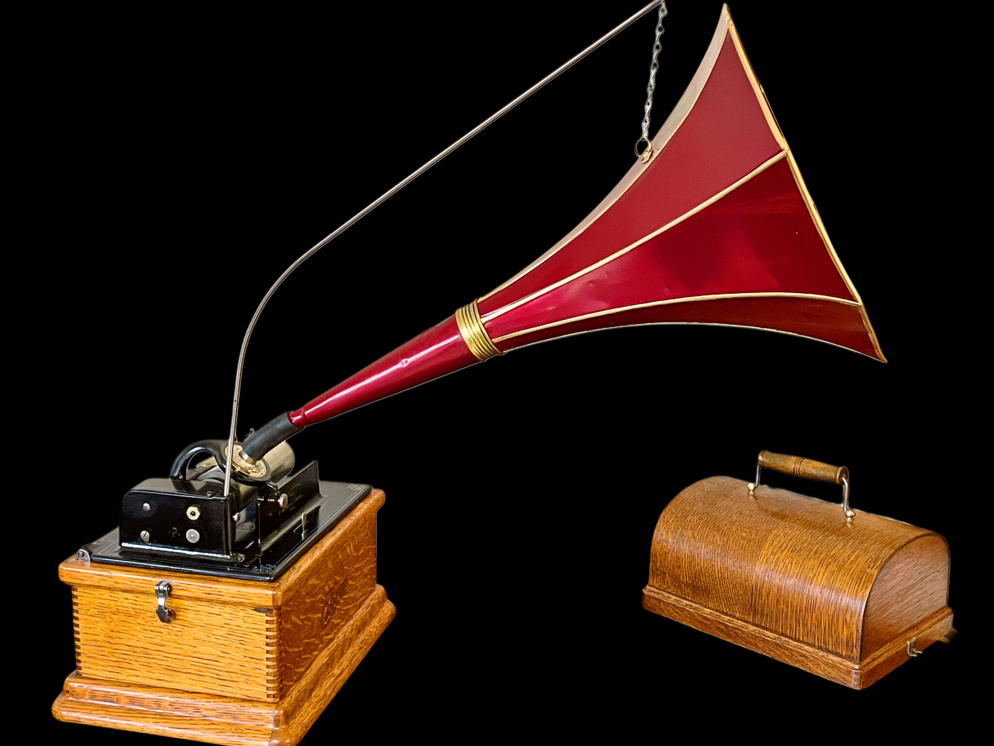 Edison Fireside Combination (A) Cylinder Phonograph w/ Maroon Edison ...