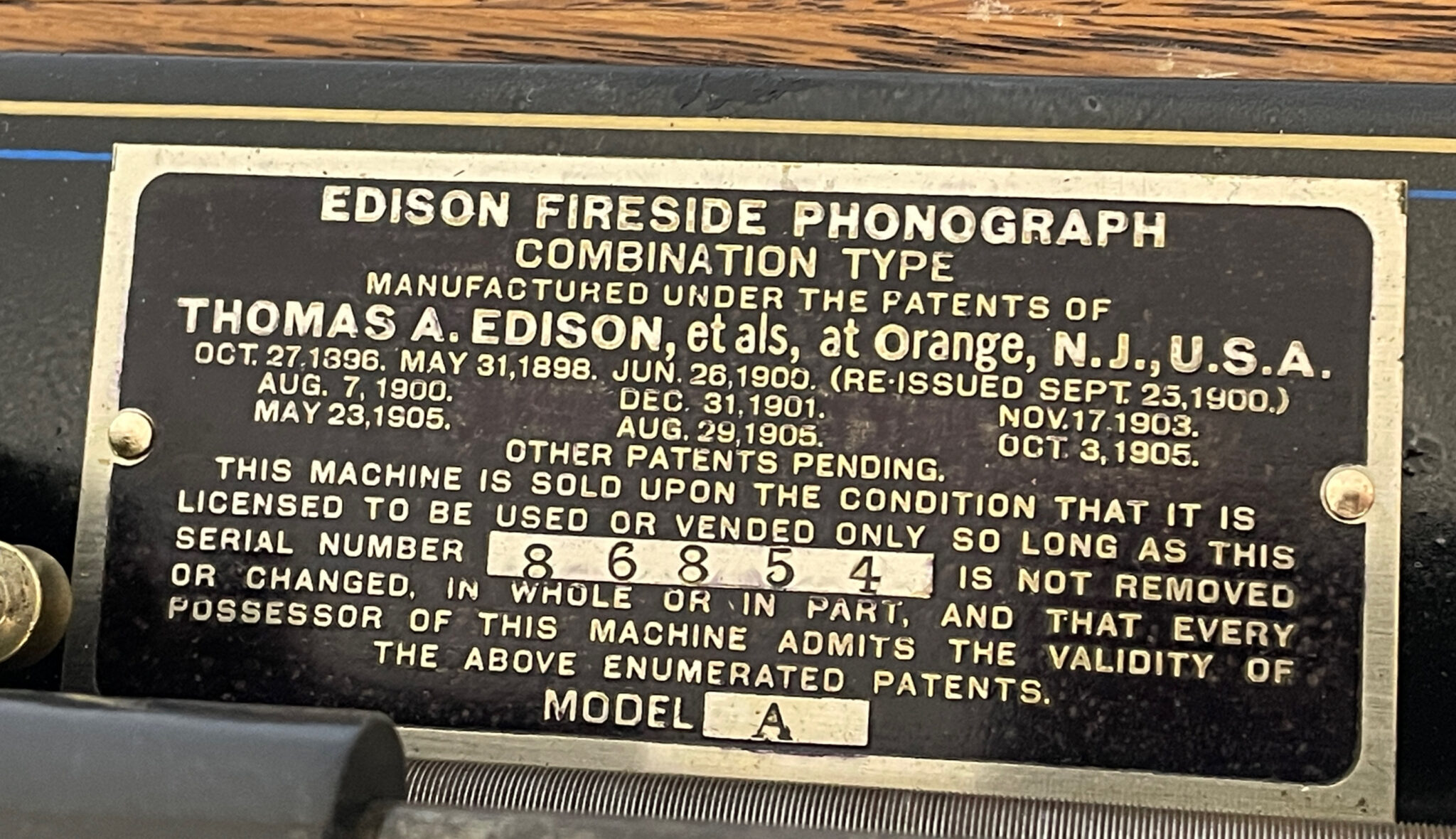Edison Fireside Combination (A) Cylinder Phonograph w/ Maroon Edison ...